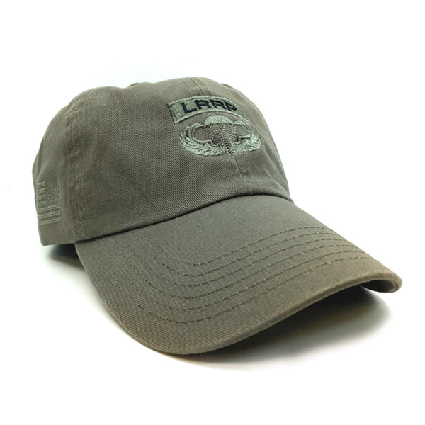LRRP Airborne Cap in OD with US Flag and Skill Badge Options – Auto Medals