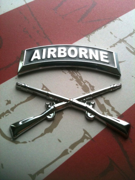 Infantry Branch Insignia Metal Chrome Decal Auto Medals